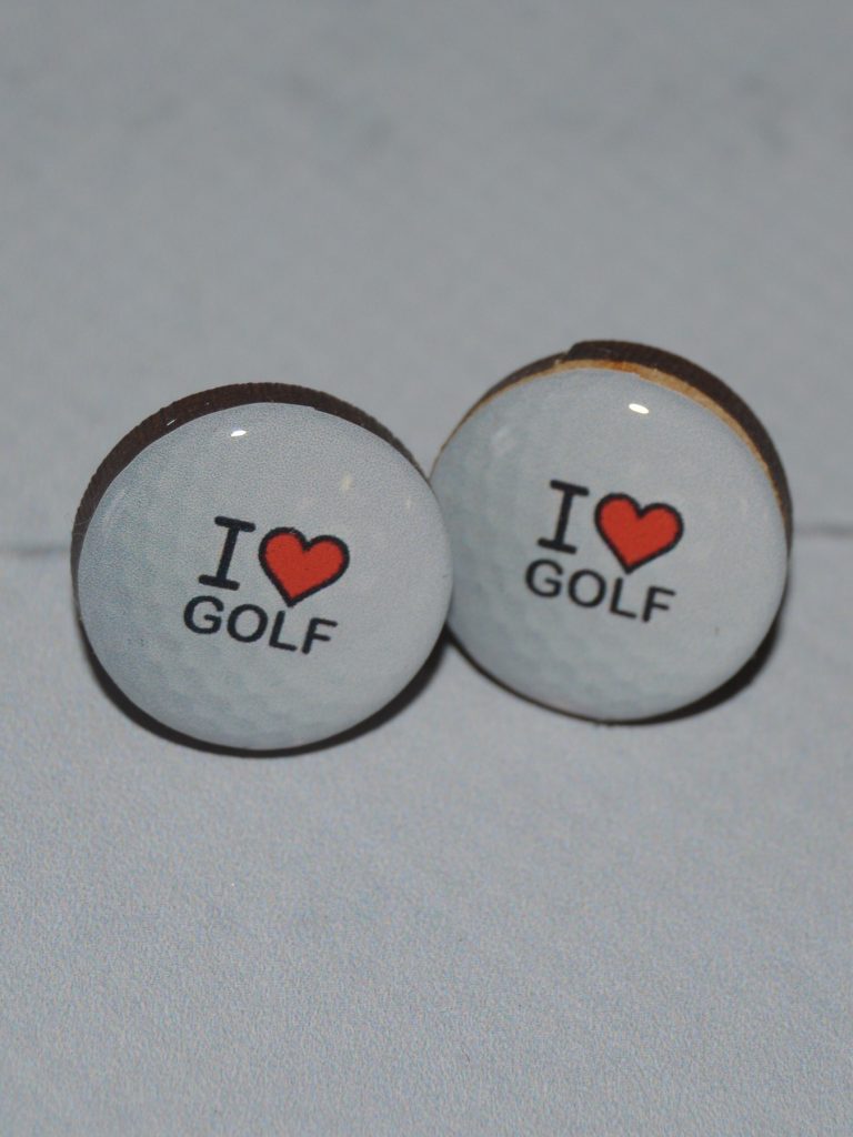 I Love Golf Resin Stud Earrings – Round – Krazy Krale